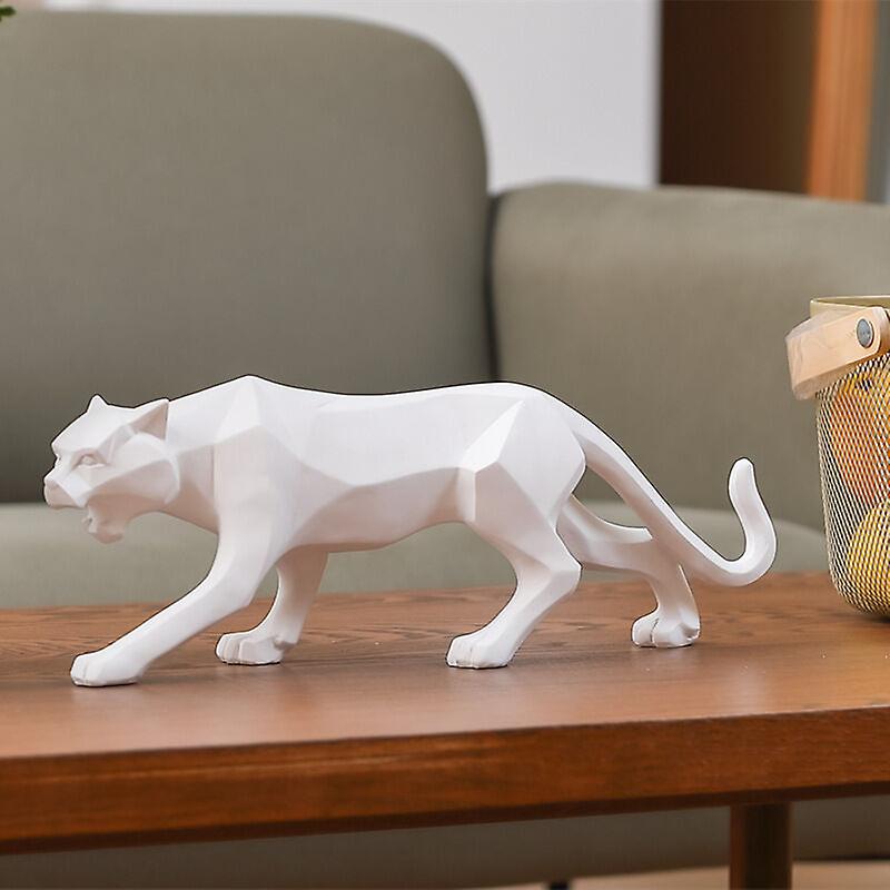 Leopard Sculpture Modern Leopard Statue Geometric Animal Resin Ornament ...