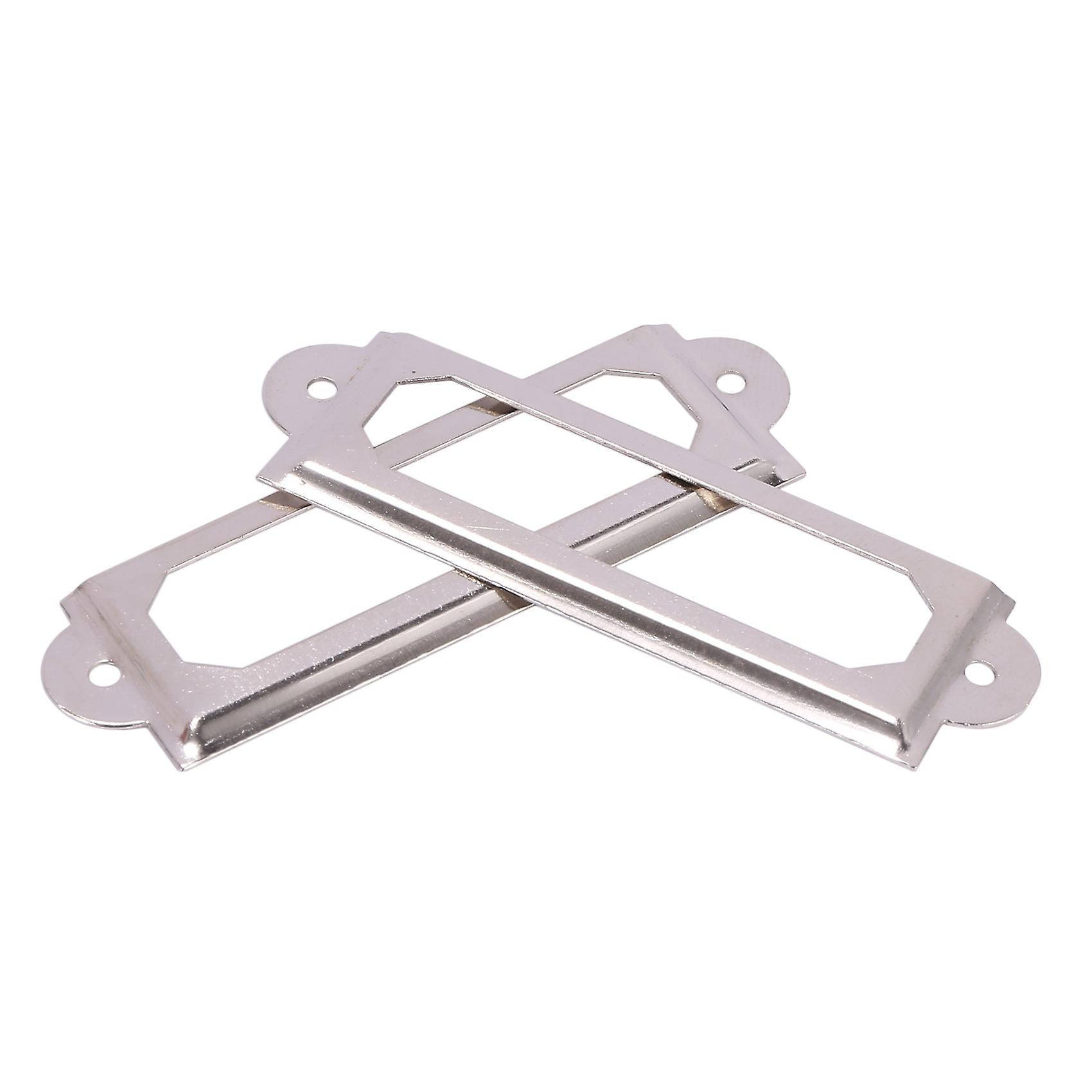 40 set Office Library File Drawer Cabinet Card Tag Label Holder Metal ...