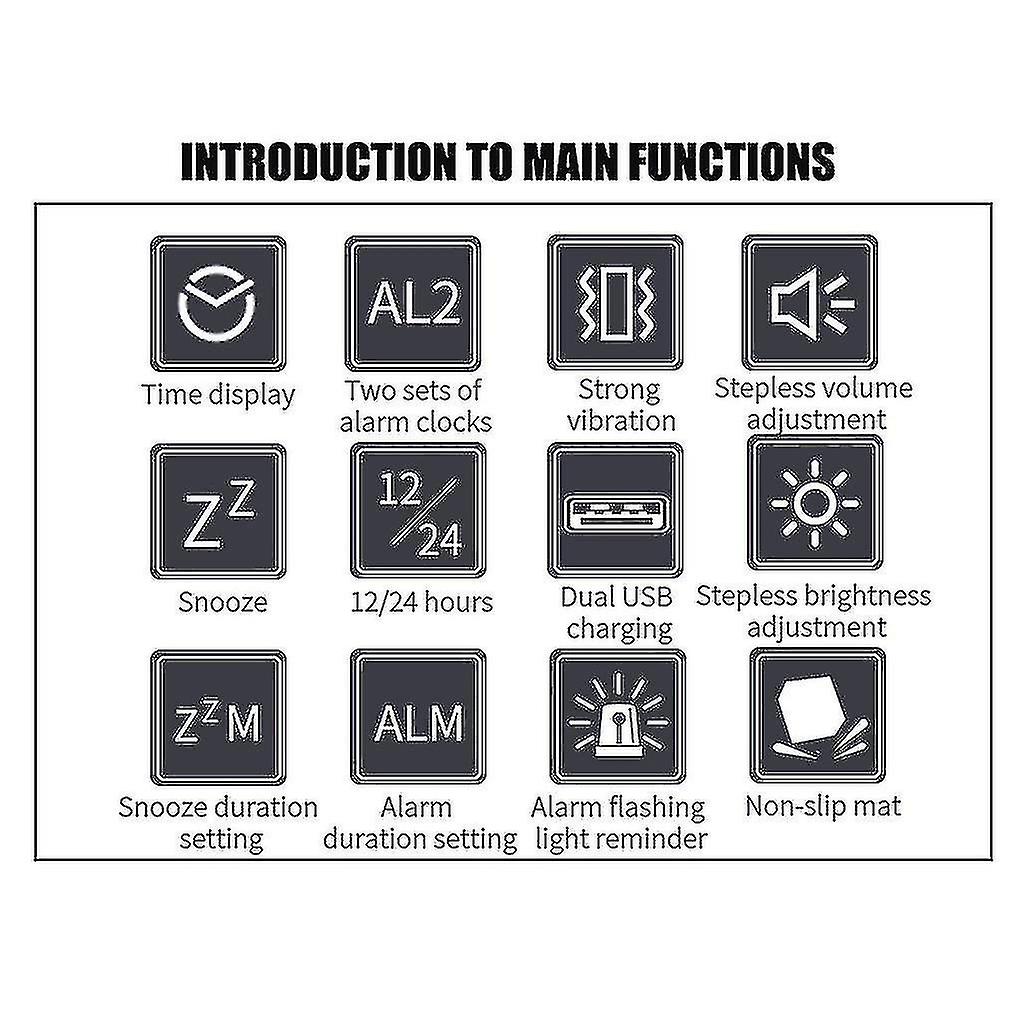 Vækkeur med tunge sveller - ekstra højt vibrerende vækkeur med ...