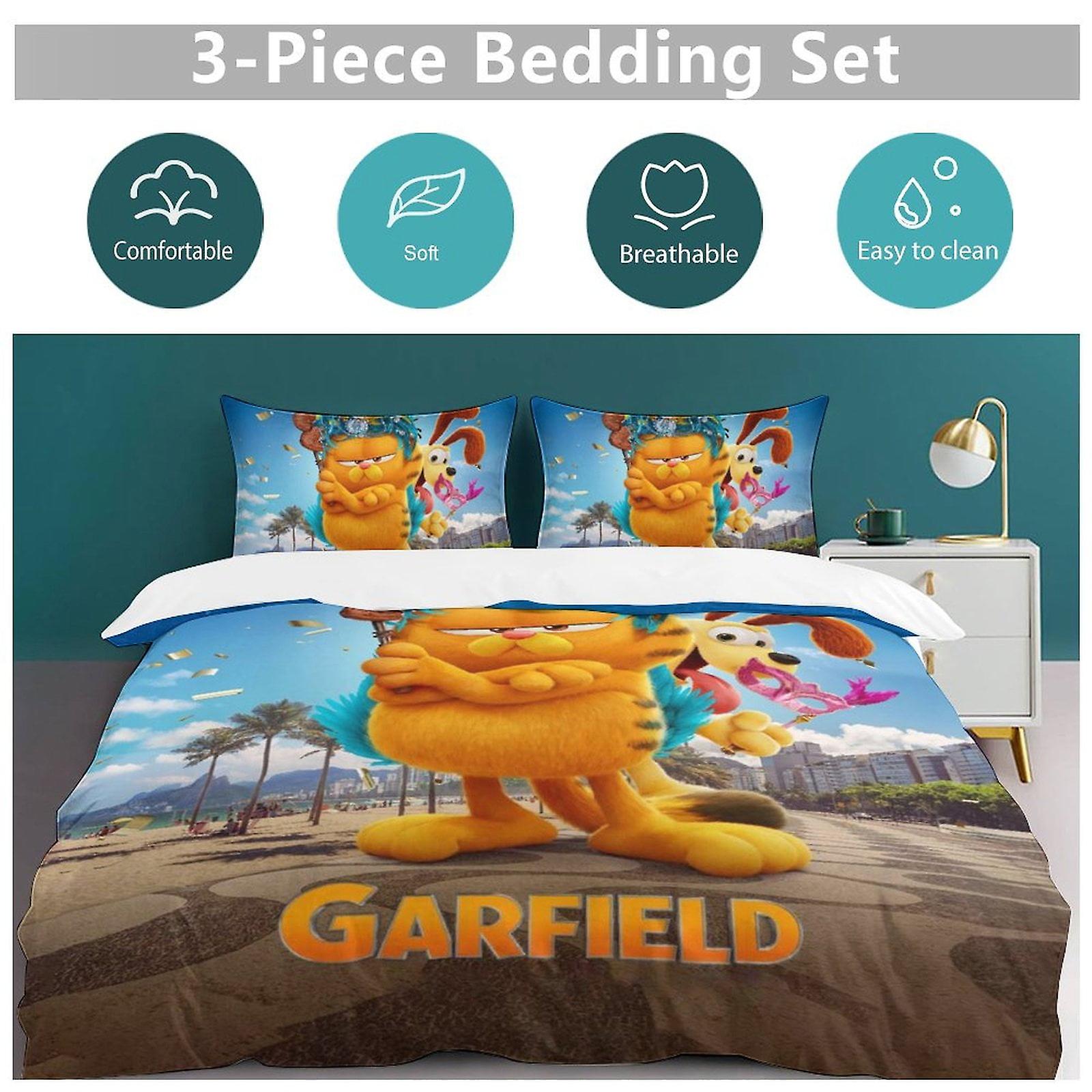 Garfield Bedding Sets Cute Bed Cover Anime Cartoon 3D Printed ...