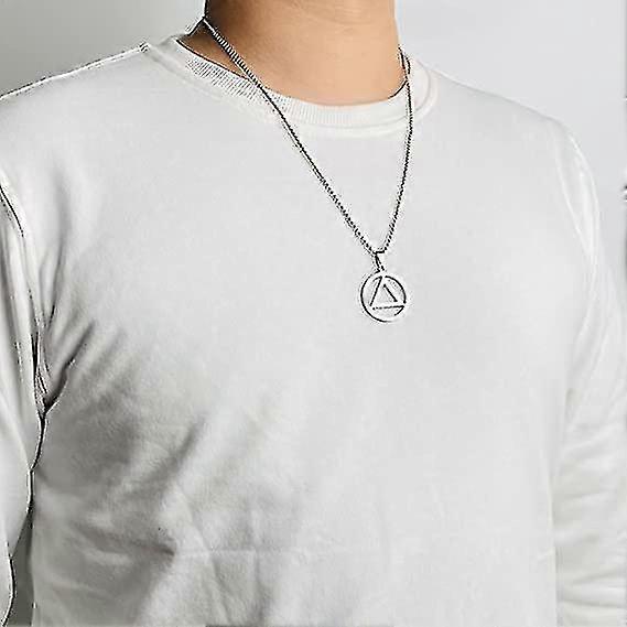 Necklace For Men Stainless Steel Aa Recovery Triangle Necklace Sobriety ...