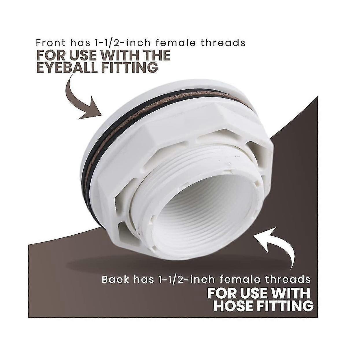 2 Pack 1 1/2inch Above Ground Pool Inlet Return Fitting With Locknut ...