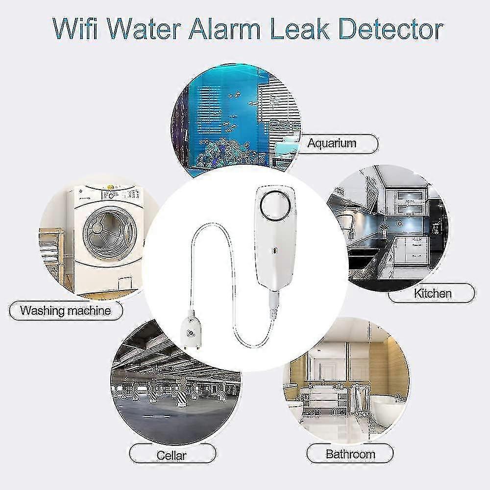 Water Alarm Sensor, WiFi Water Leak Detector, Overflow Flood Leakage ...