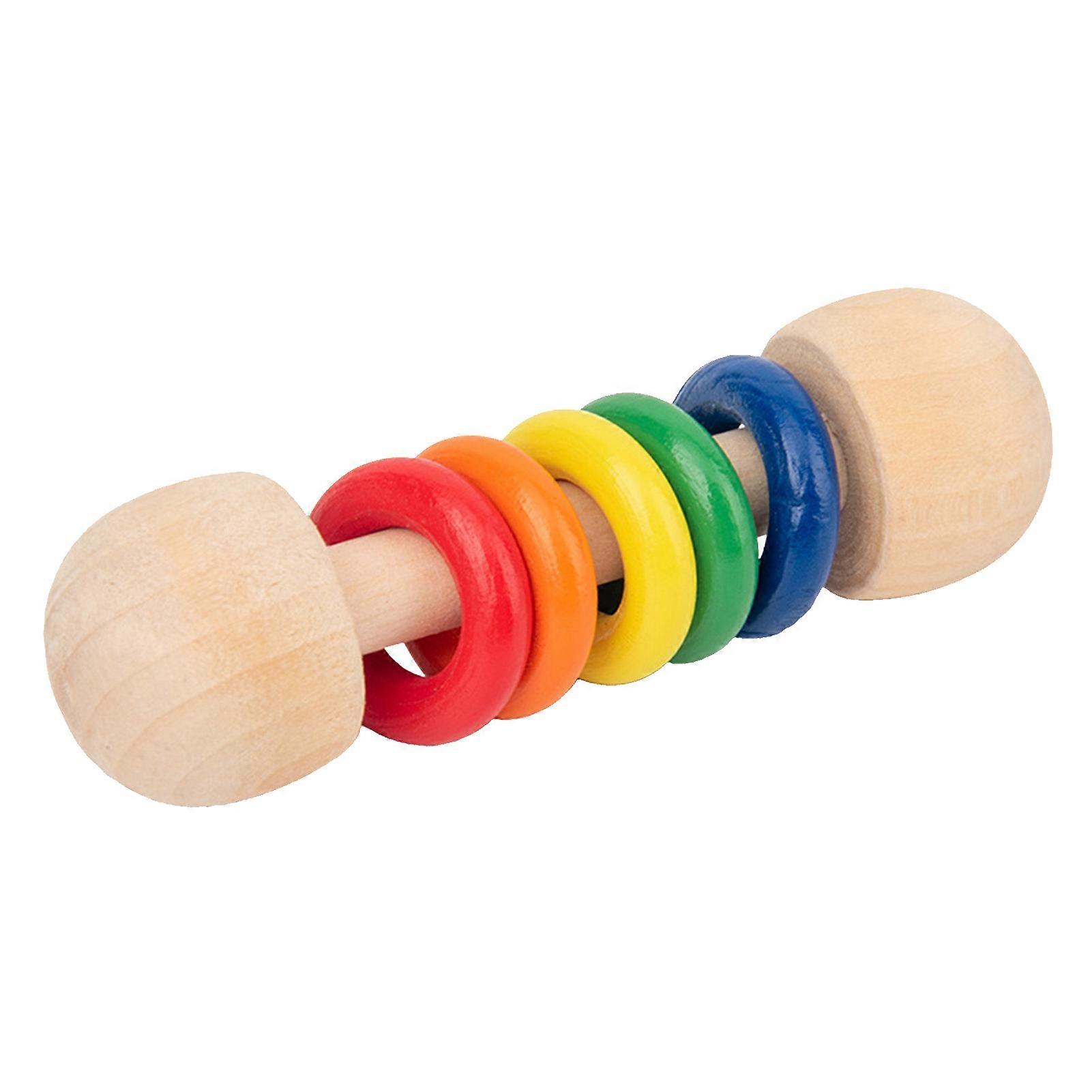 Baby Rattle Shake Toy Wooden Ring Design Grasping Toddler Toy for Boys ...