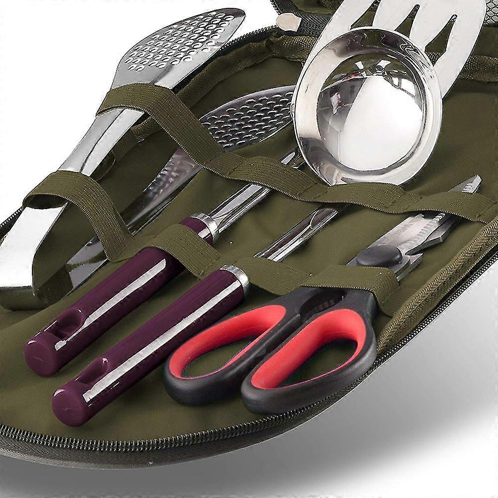 Camping Kitchen Utensil Organizer Travel Set Portable Bbq Camping ...