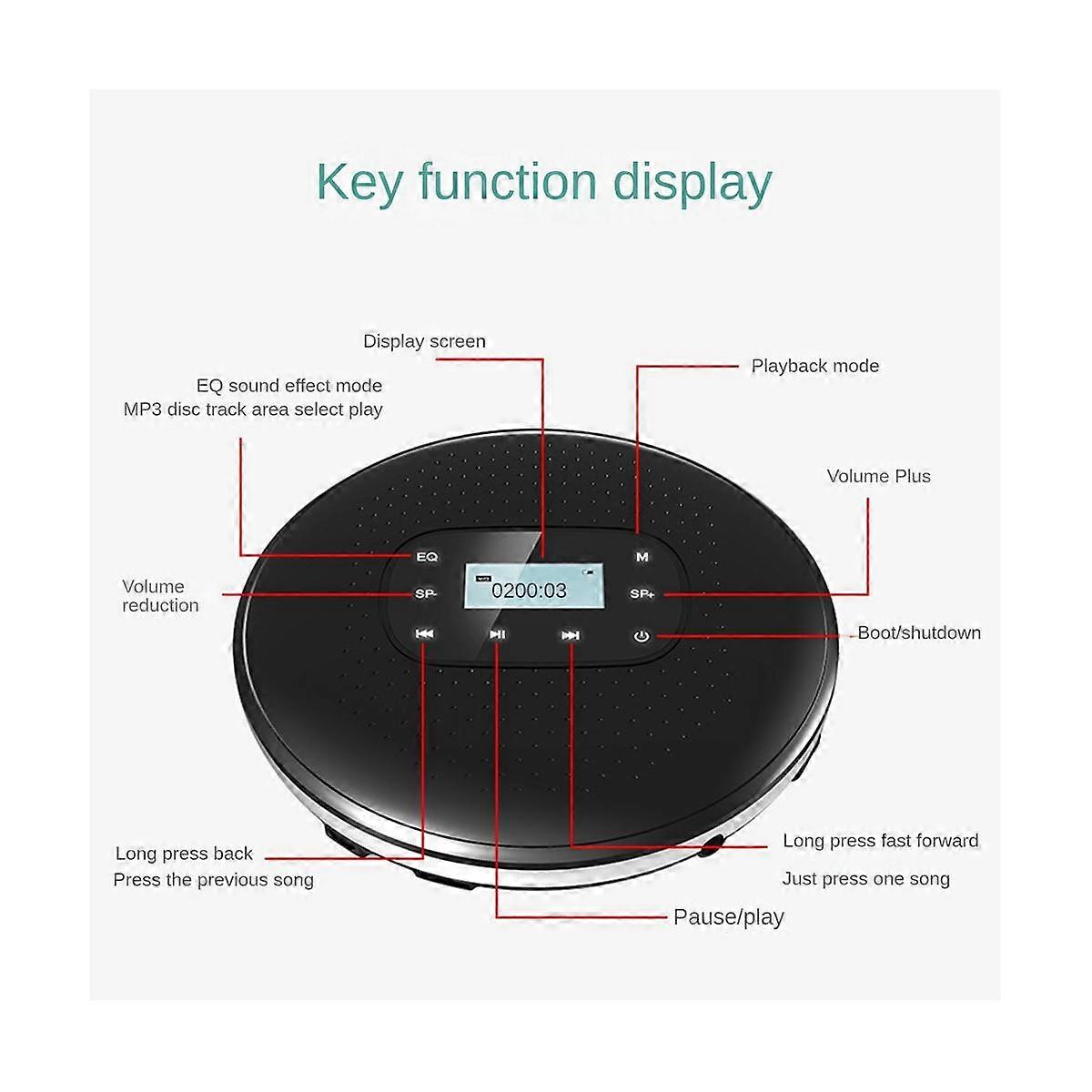 Portable CD Walkman Rechargeable Intelligent Touch Screen CD Player ...