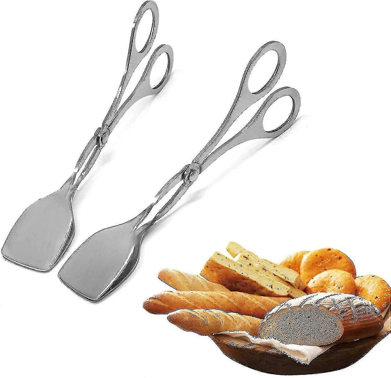 Set Of 2 Stainless Steel Salad Tongs For Salad, Kitchen, Bbq, Steak ...