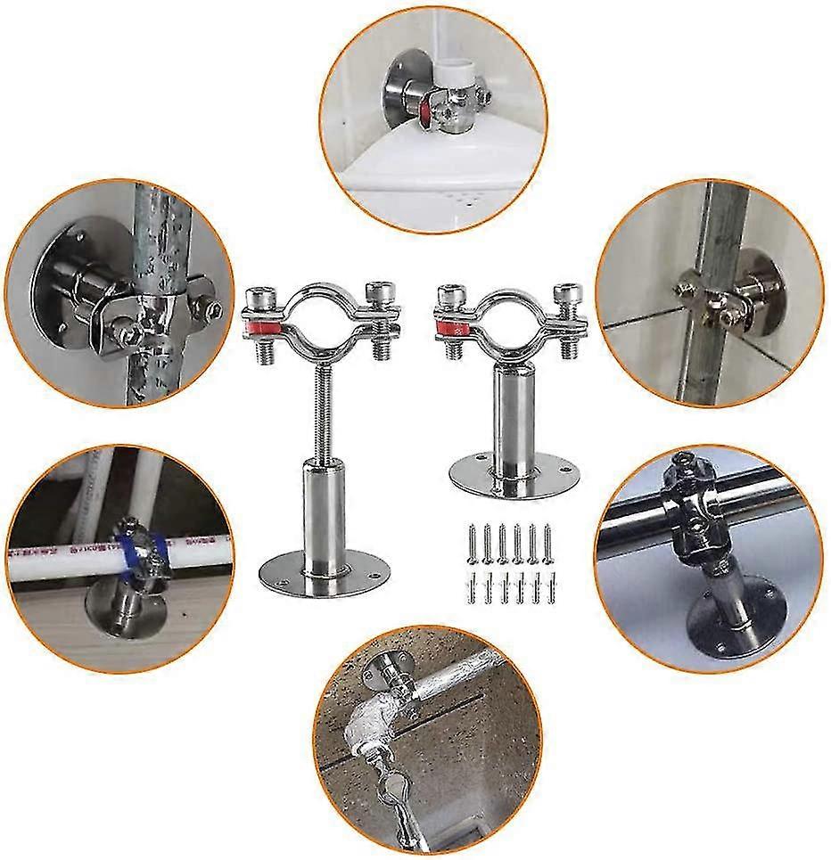 Stainless Steel Wall Mount Ceiling Mount Pipe Supports, 2pcs Adjustable ...