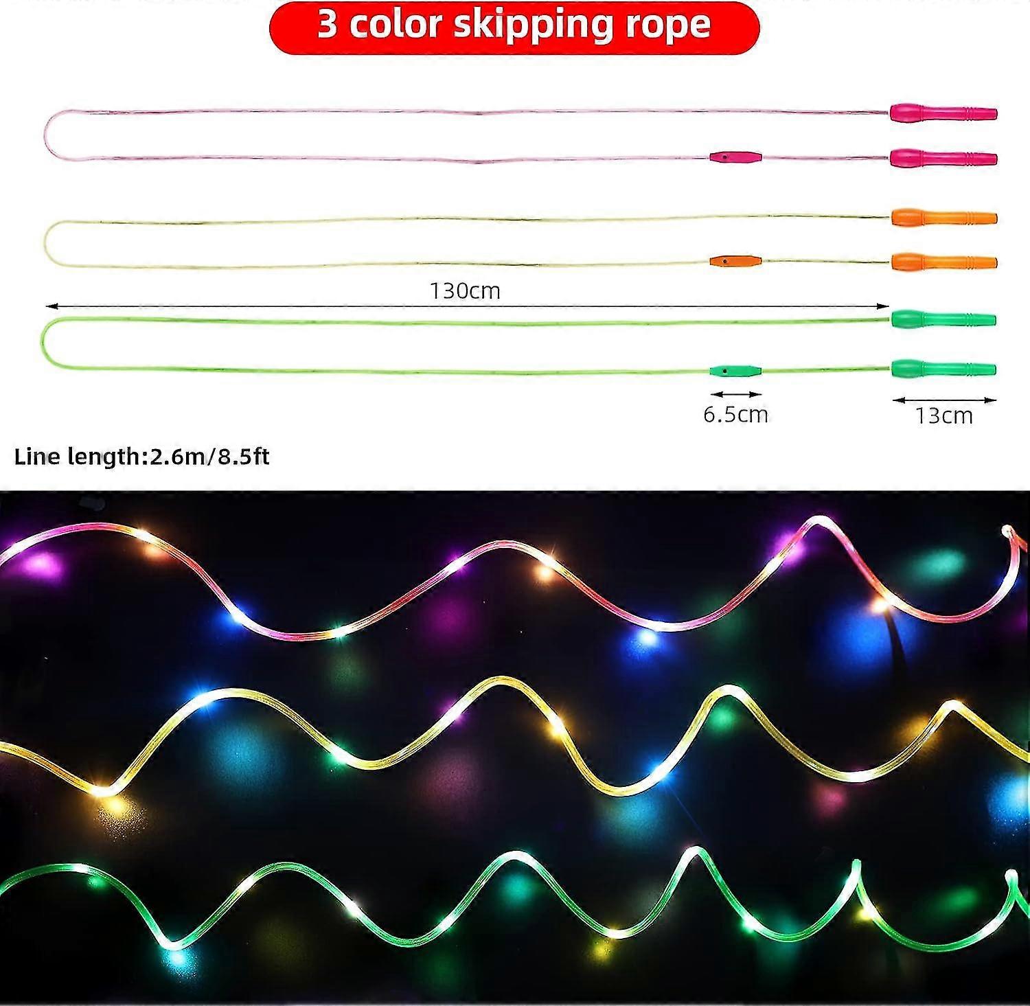 2 Pack Led Light Up Jump Rope Adjustable Length And Three Light Modes ...