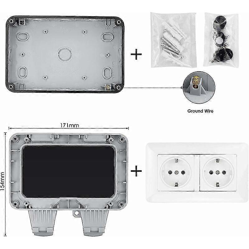 Double Waterproof Socket With Waterproof Junction Box, Ip66 Outdoor ...