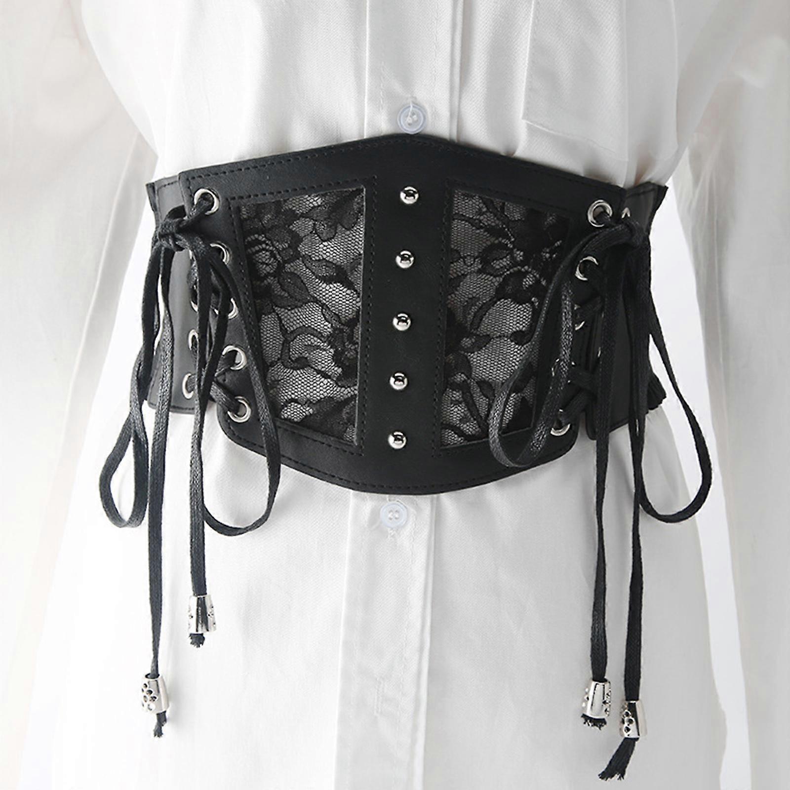 Women Belt, Lace-up Belt, Party Elastic Wide Belt, Black Corset Elastic ...