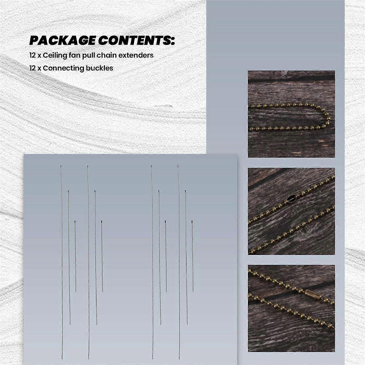 12 Pieces Ceiling Fan Pull Chain Extender Bronze Fan Chain Extension 12 ...