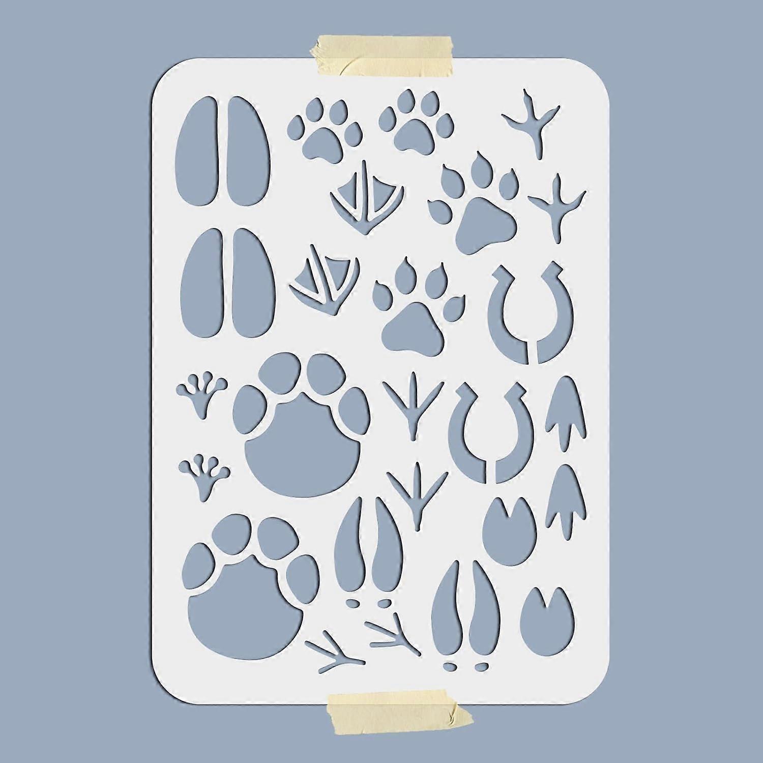 Animal Footprint Stencils 13 Types Paw Hand Foot Print Painting ...