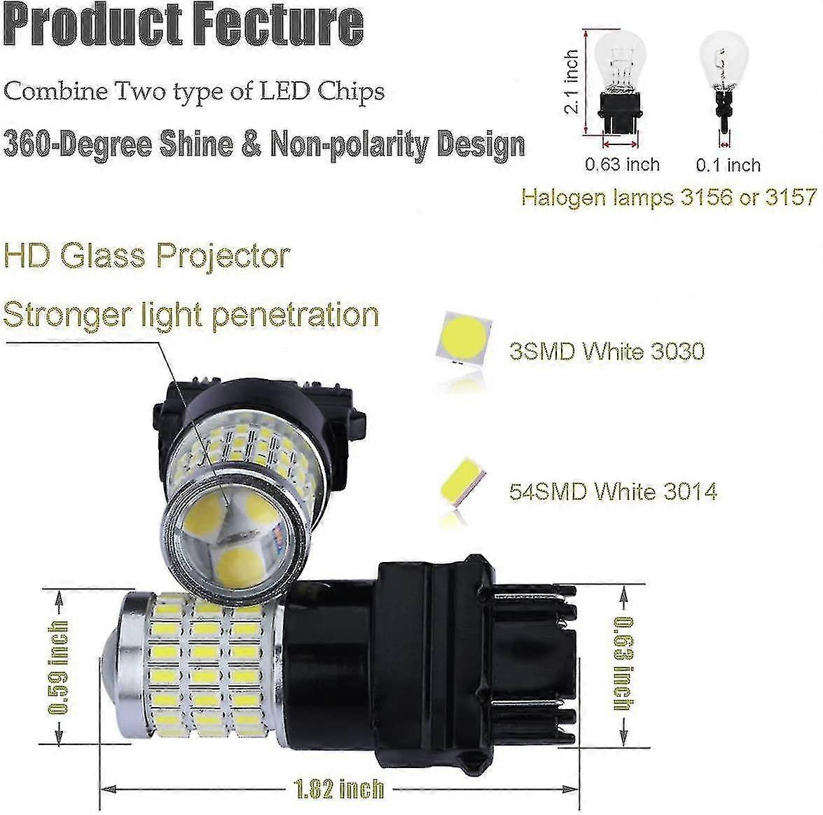 Newest 9-30v Super Bright Low Power 3157 4157 3057 3156 Led Bulbs | Fruugo DE