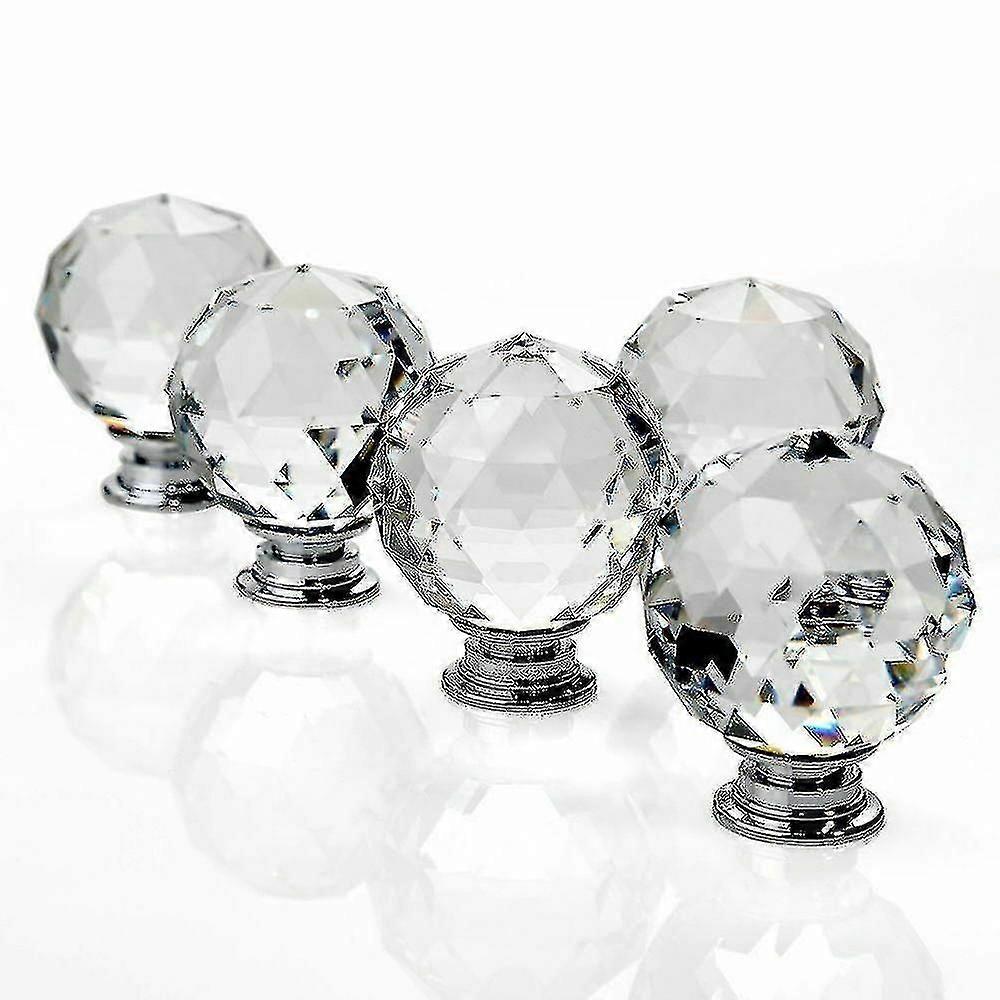 20 X Crystal Glass Door Knobs Diamond Drawer Knobs Cabinet Draw Pull ...