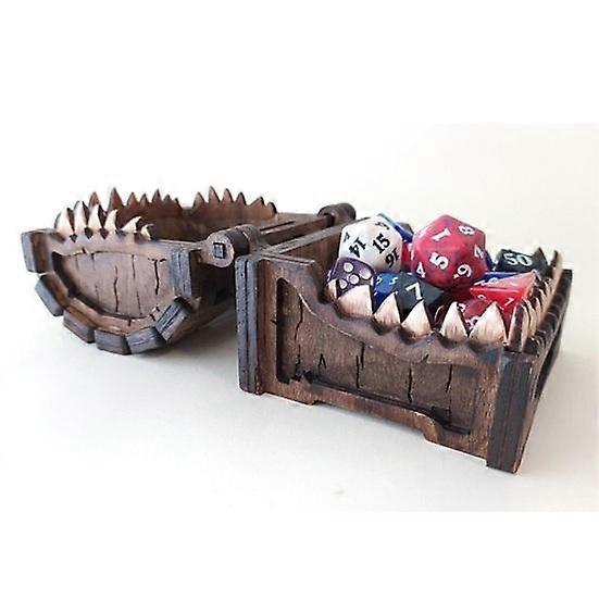 Wooden Dice Box Monster-shaped Treasure Box with Canine Teeth Dice ...