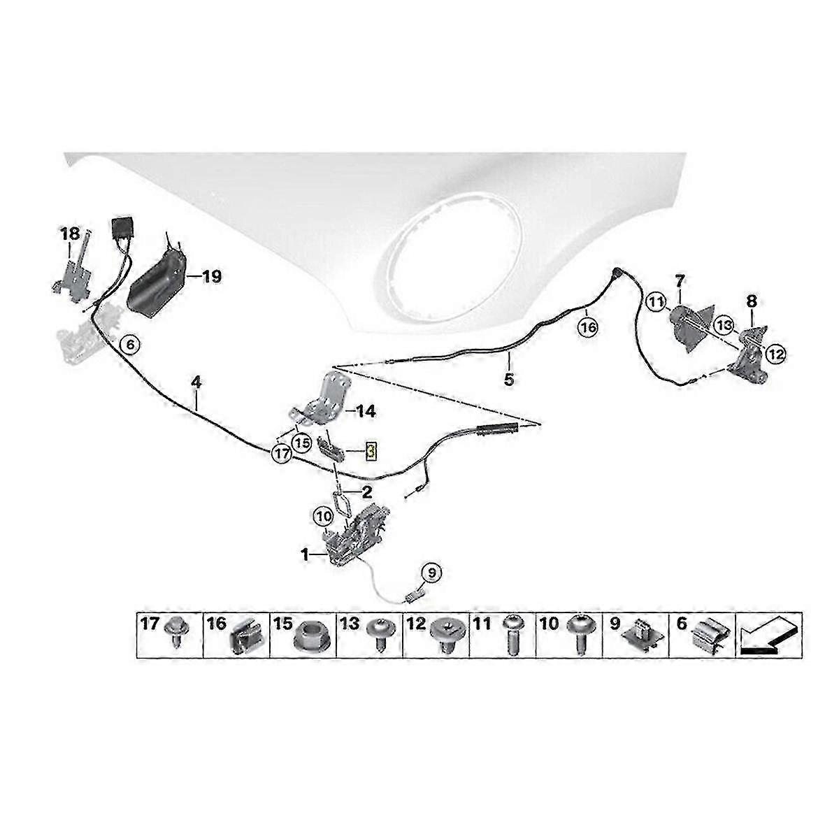 Anti-Tamper Shield for Bonnet Hood Lock - Compatible with MINI F55 F56 ...