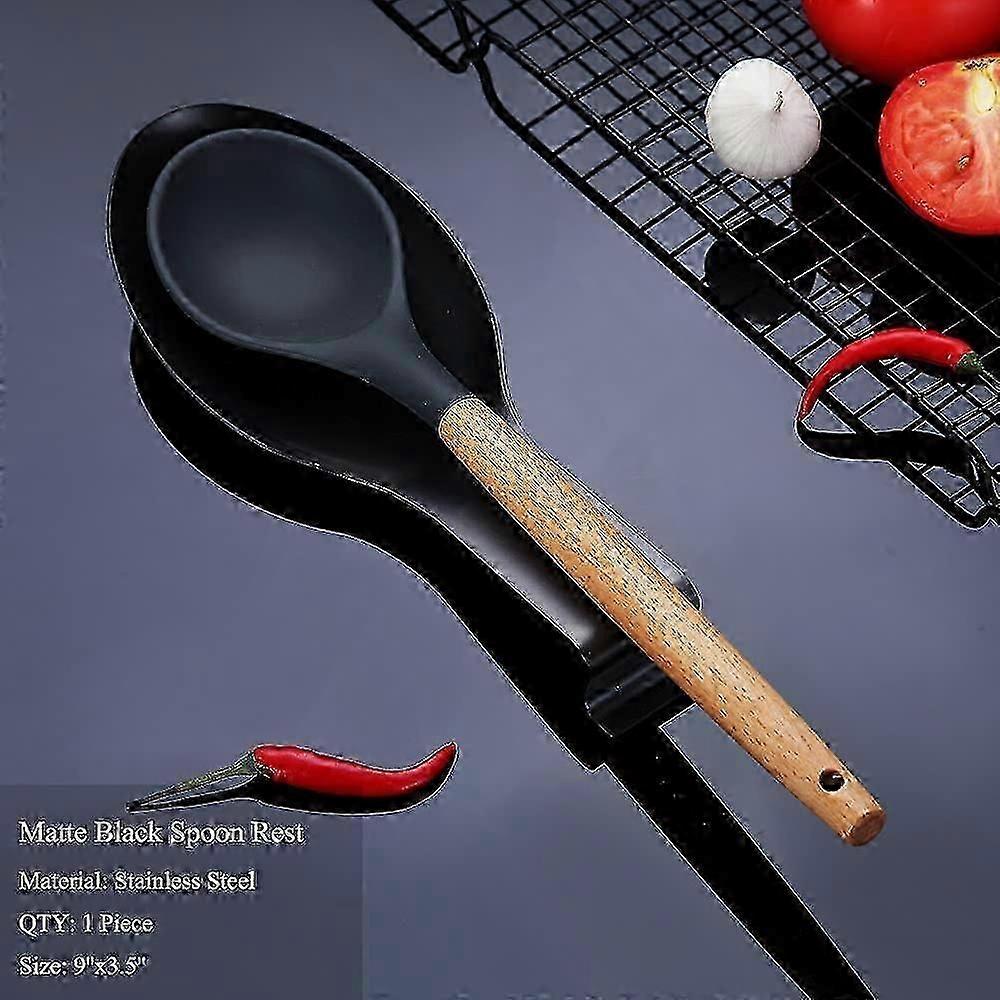 Matte Black Spoon Rest, Stainless Steel Utensil Holder For Kitchen ...