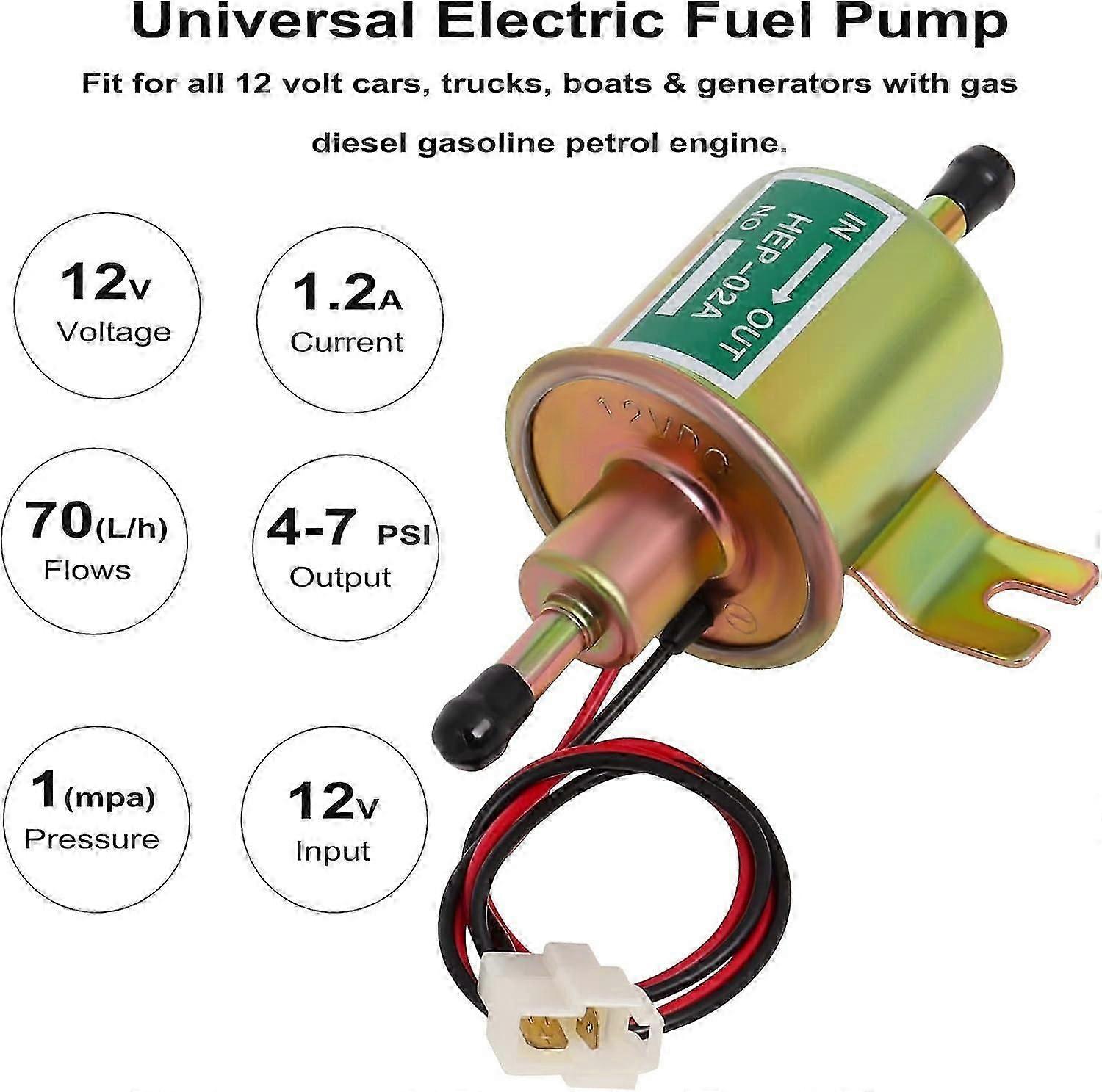 Universal Electric Fuel Pump 12V Low Pressure 4-7 PSI Inline Fuel Pump ...