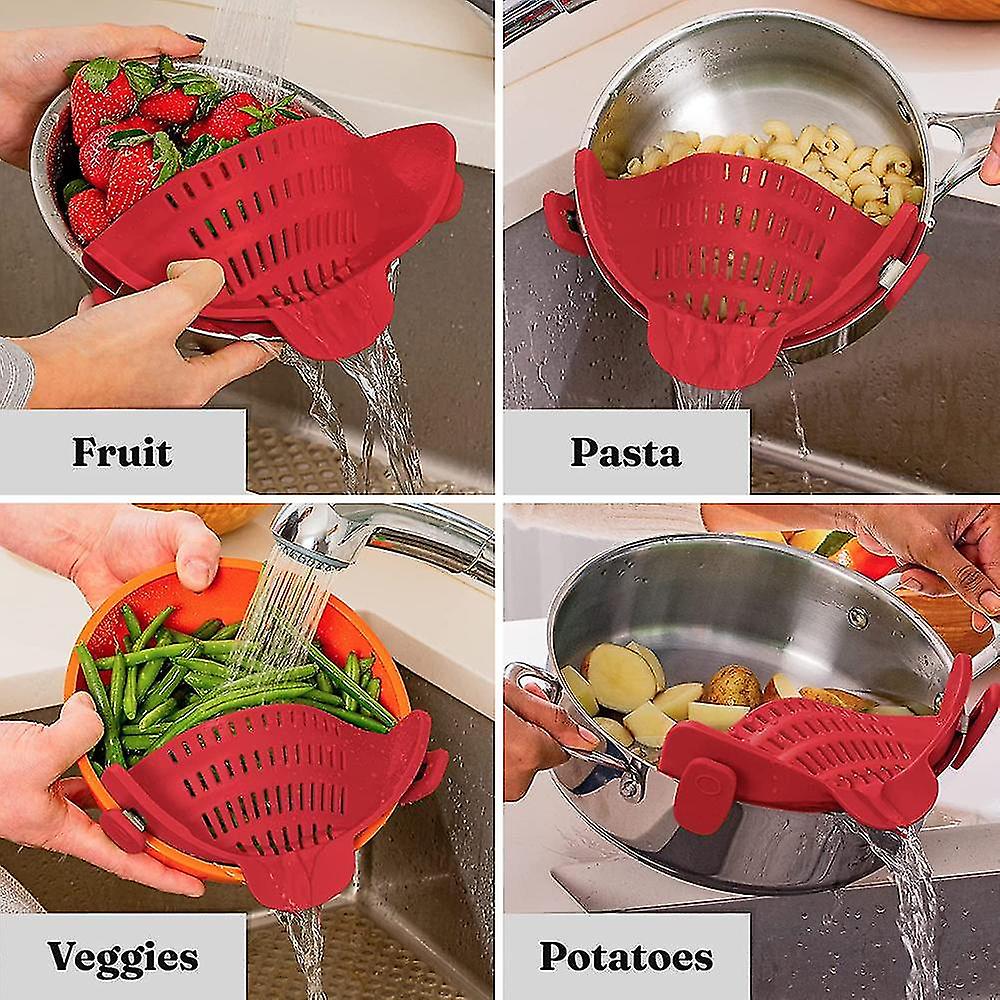 Pot Strainer And Pasta Strainer - Adjustable Silicone Clip On Strainer ...