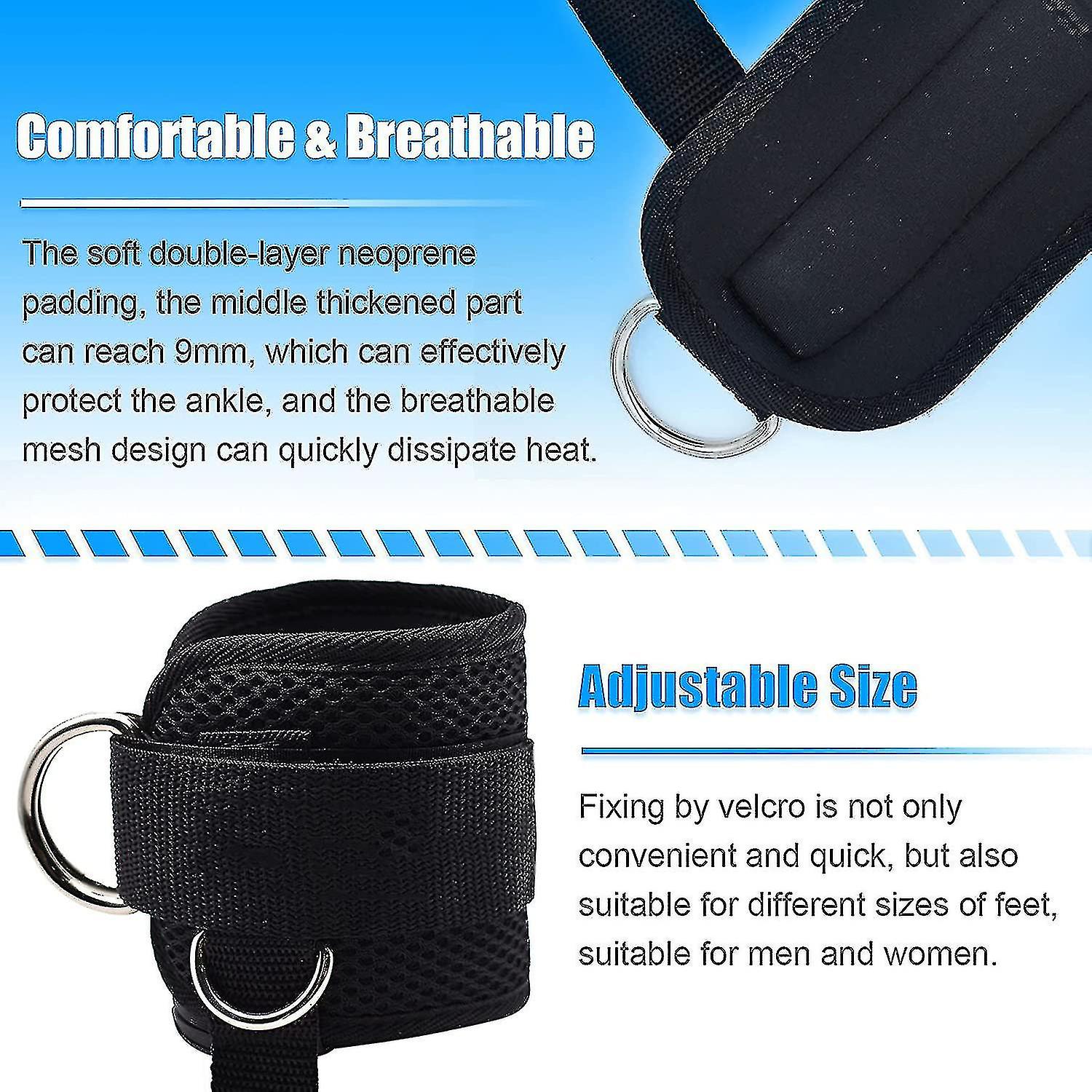1 Pair Fitness Ankle Strap For Cable Machine, Adjustable Women Men ...