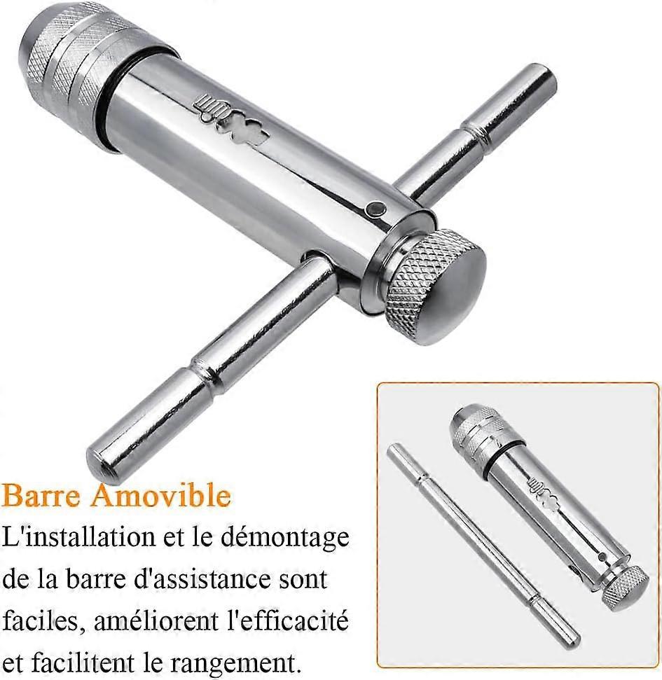 2pcs Tap Wrench T-Tapping Wrench Sliding Handle Adjustable Tapping Reamer, Tap Holder Tap ...
