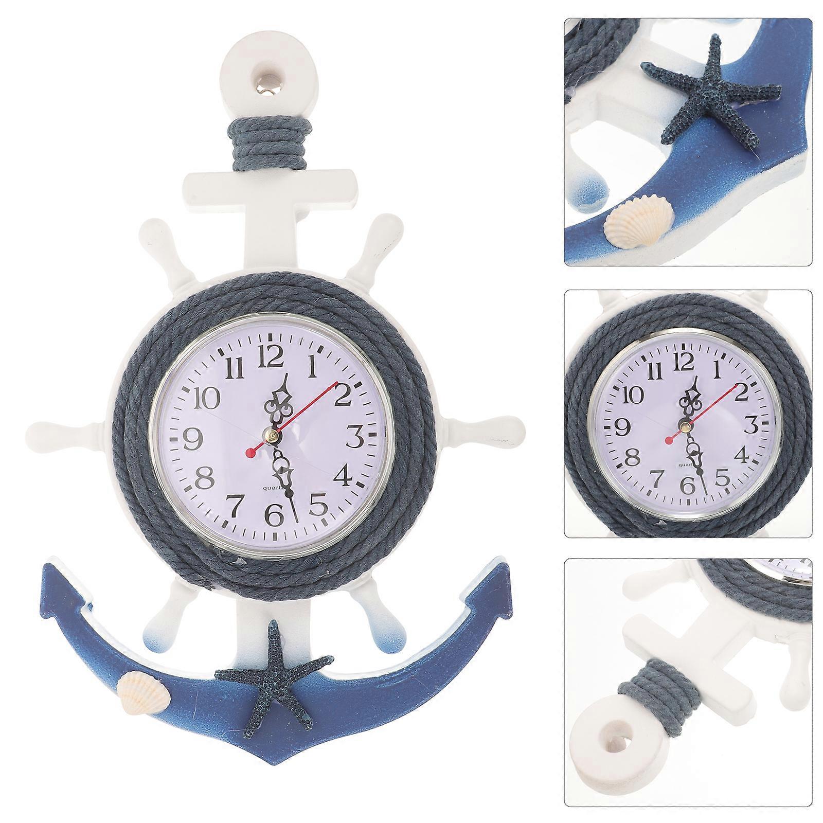 Boat Anchor Wall Clock Mediterranean Style Wall Hanging Clock Ornament ...