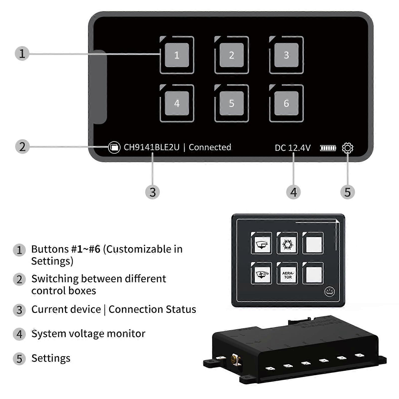 Bil Universal 6P Membran Kontrollpanel Med Bakgrundsbelysningsmodul LED Touch Elektroniska ...