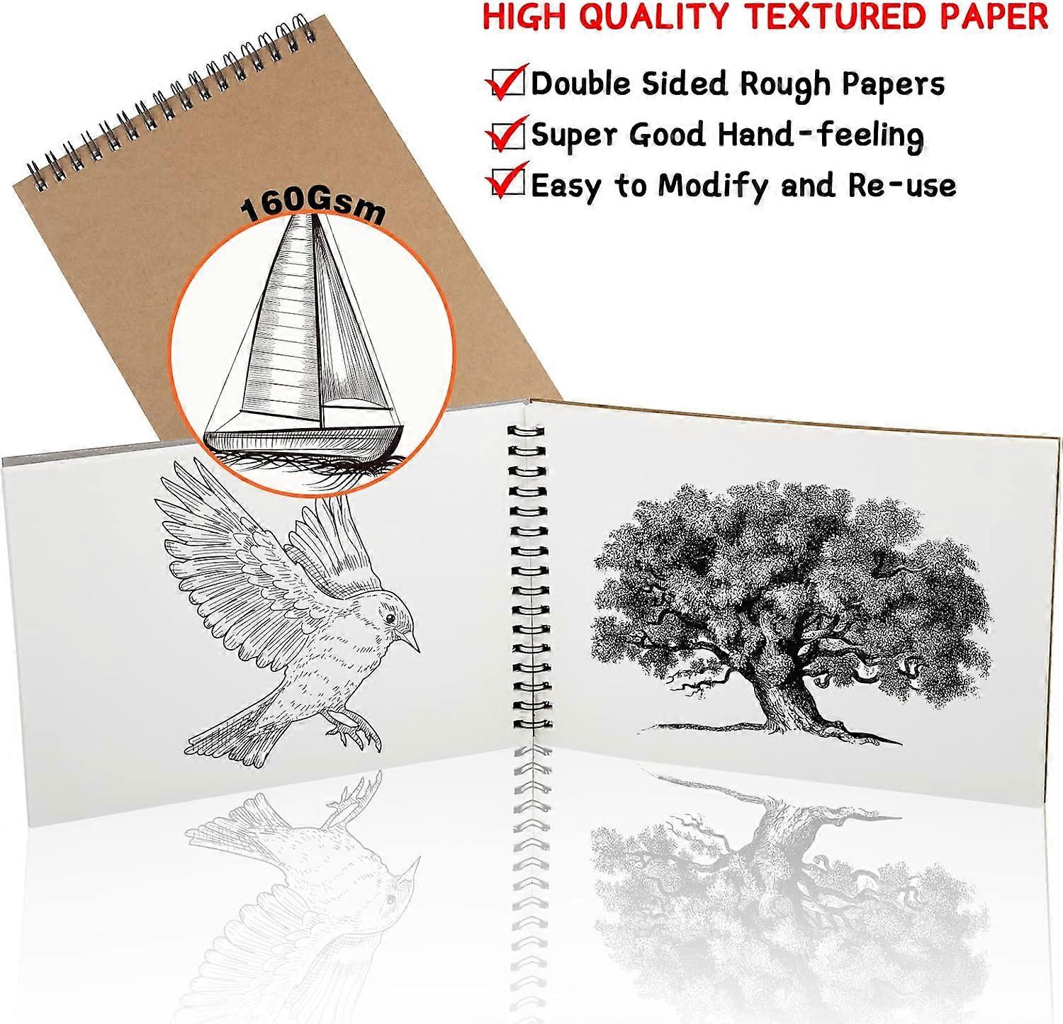 A5 Sketchbook Drawing Notebook 50 Sheets, Drawing Paper Spiral Bound ...