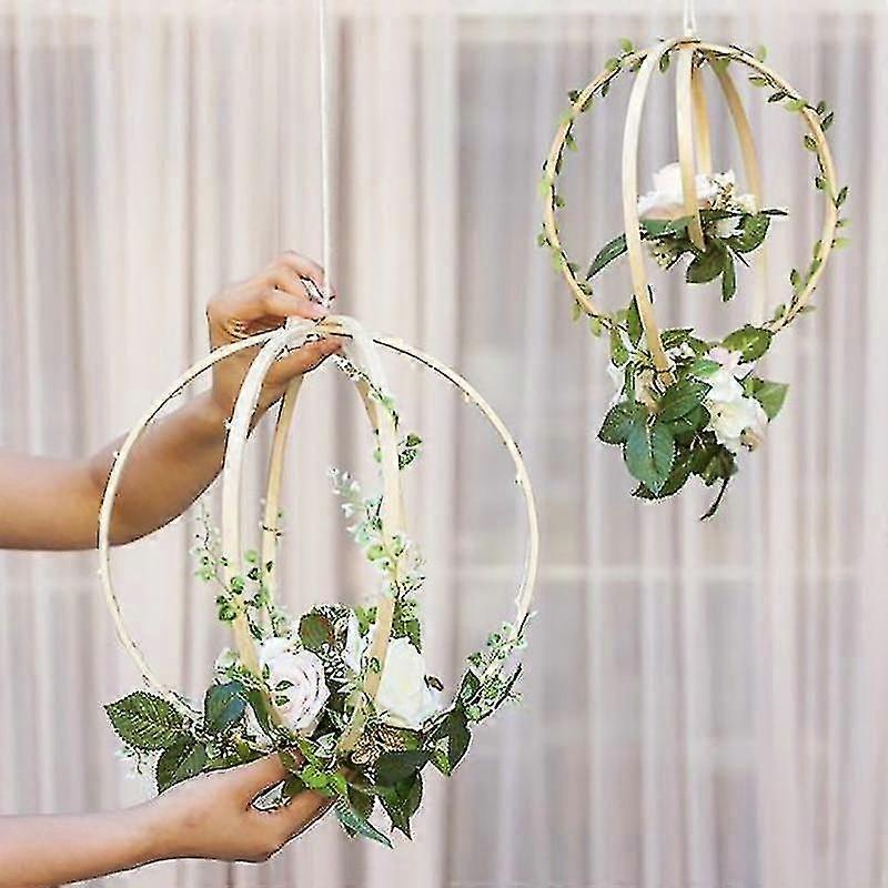 Home Decor Bamboo Ring, Wooden Circle Round Catcher Hoop For Flower ...