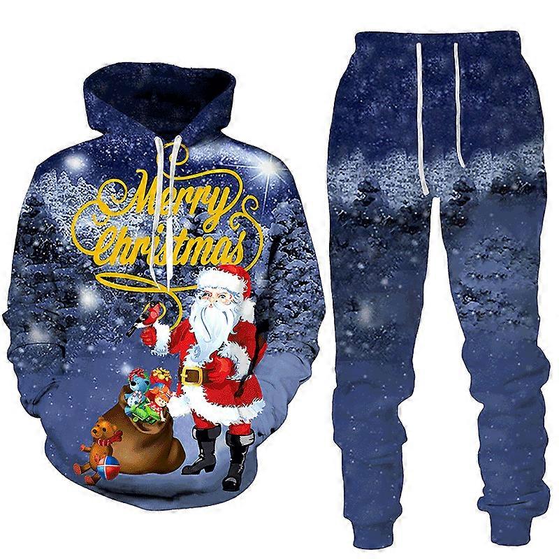 Hoodies Pants Set Winter Merry Christmas Women Men Tracksuit 2 Piece ...
