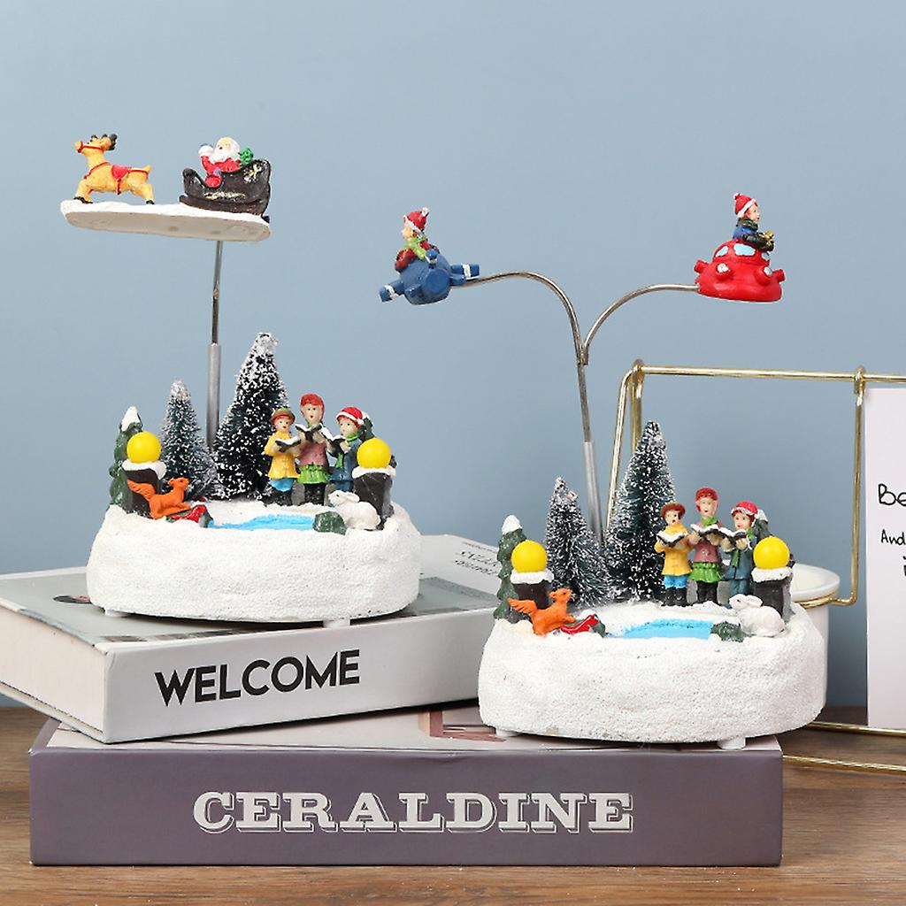 Creative Christmas Scene Resin Ornament With Led Light Music Animated ...