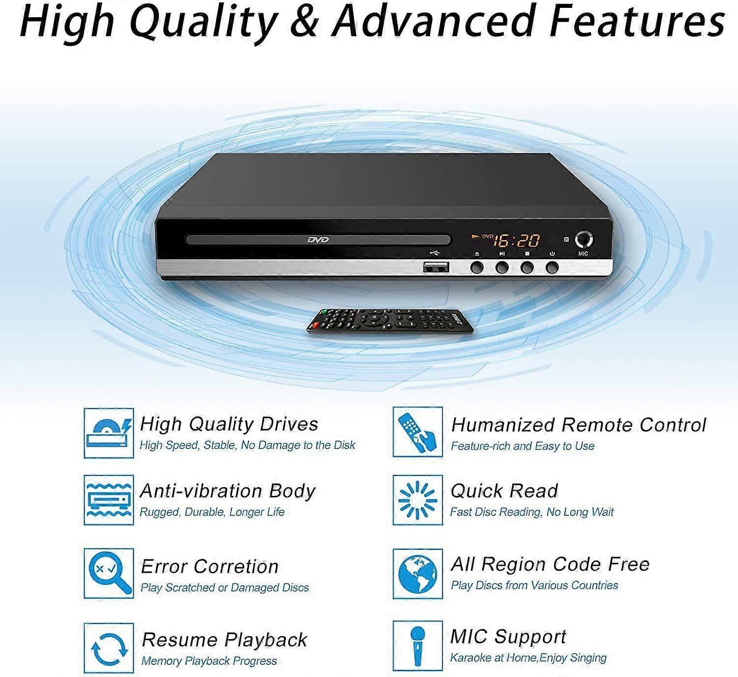 Reproductores de DVD para TV con HDMI, reproductores de DVD que reproducen todas las regiones ...