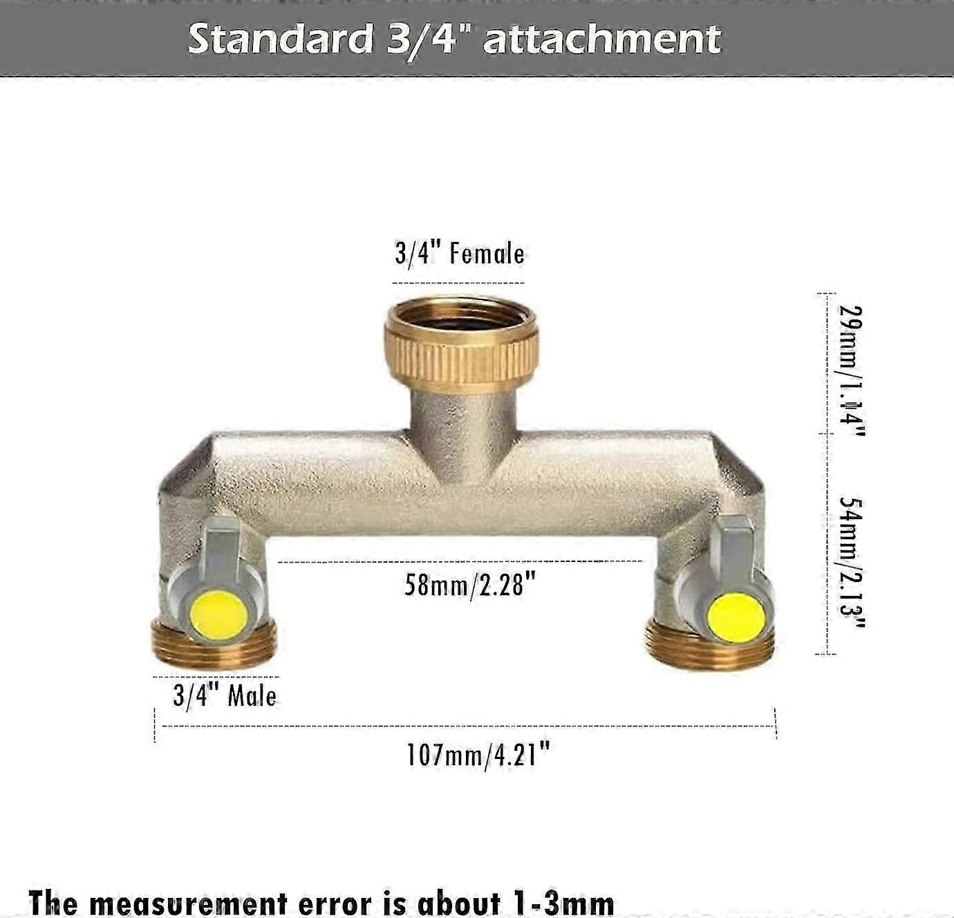 Brass Tap Splitter 2-Way 3/4" for Outdoor Garden Faucet Adapter, Hose ...