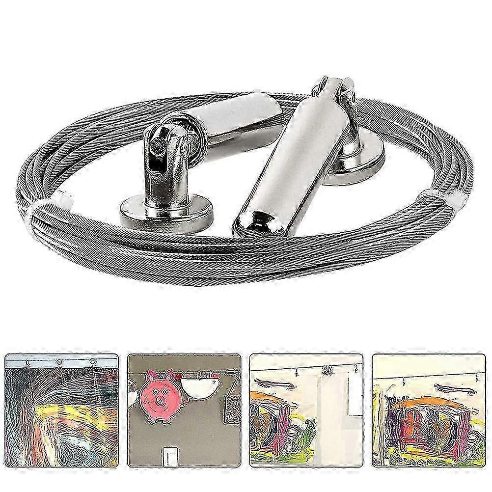 1 Set Wall Mount Curtain Wire Rod Stainless Steel Photo Hanging ...