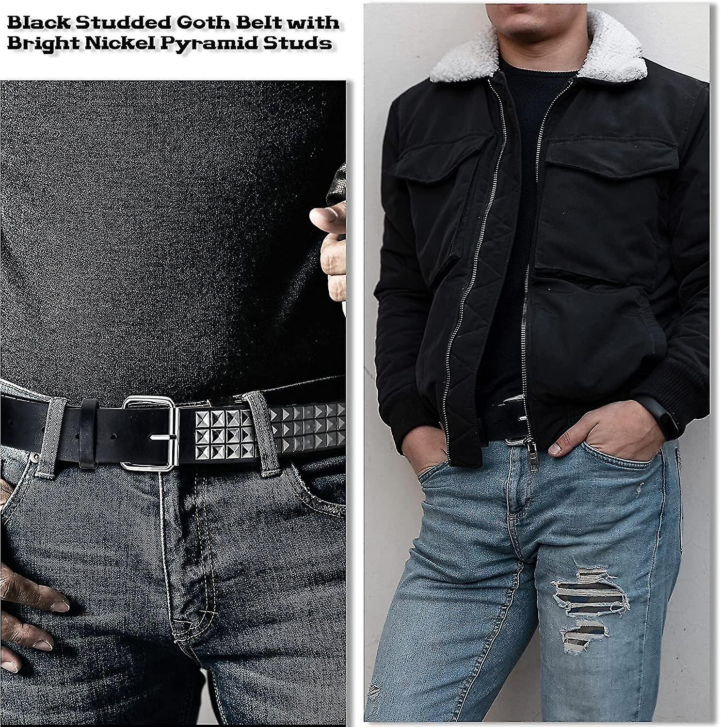 Studded Belt Metal Punk Rock Rivet Belt Punk Leather Belt Threads ...