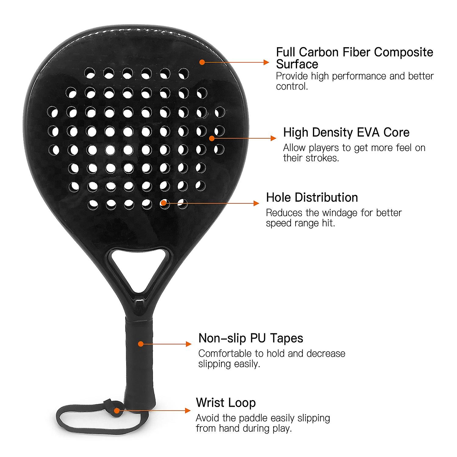 Full Carbon Fiber Padel Racket Paddleball Racquet Beach Tennis Racket ...