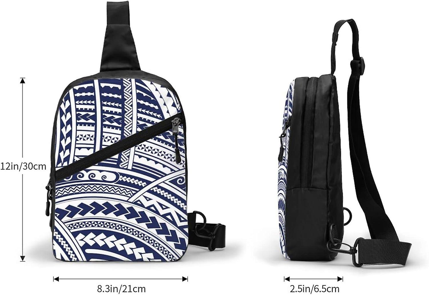 AK1926 Blue Polynesian Maori Tribal Pattern Sling Bag Foldable ...