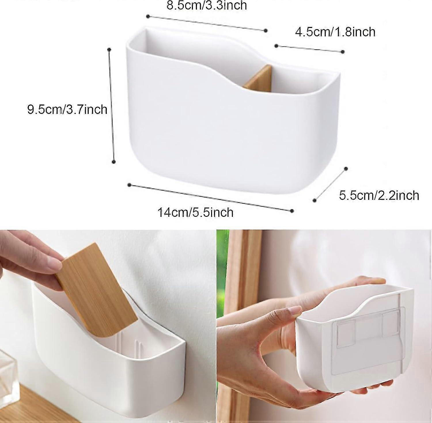 2 Pieces Wall Mounted Remote Control Holder, 2 Grids Adhesive Storage ...