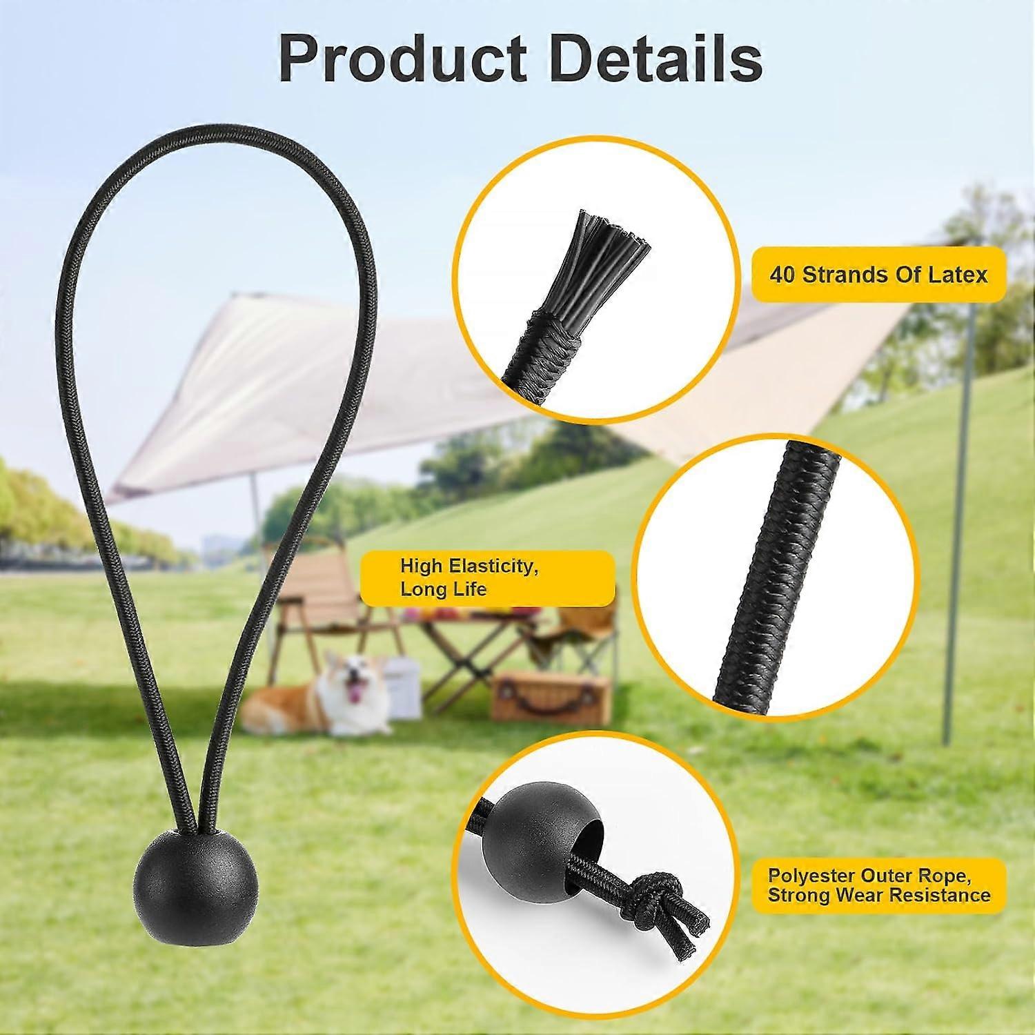 10 Pack Heavy Duty Tarp Clips with 10 Ball Tarp Bungee Cords, Tent ...