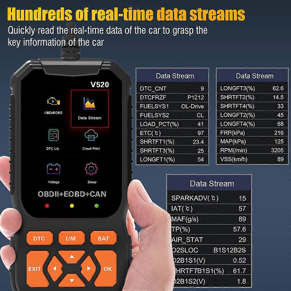 V520 Car Diagnostic Oxygen Sensor Test OBD2 Car Fault Detector 10 ...