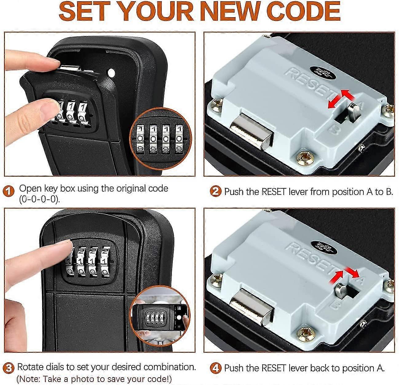 Key Box Wall Mounted Mini Key Safe Outdoor Key Box With Resettable 4 ...