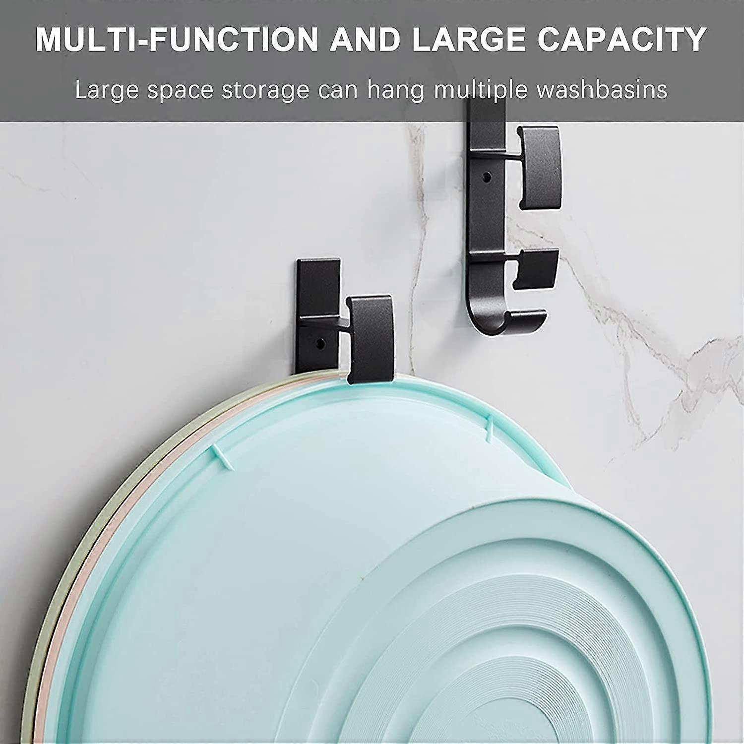 Sticky Wall Hook, Self Adhesive Bathroom Sink Rack, 2Pcs Space Aluminum ...