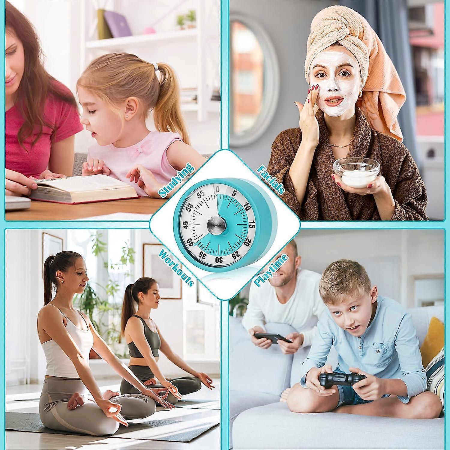 Magnetic Kitchen Timer, Clock Digital Visual Timer 60-Minute Mechanical ...