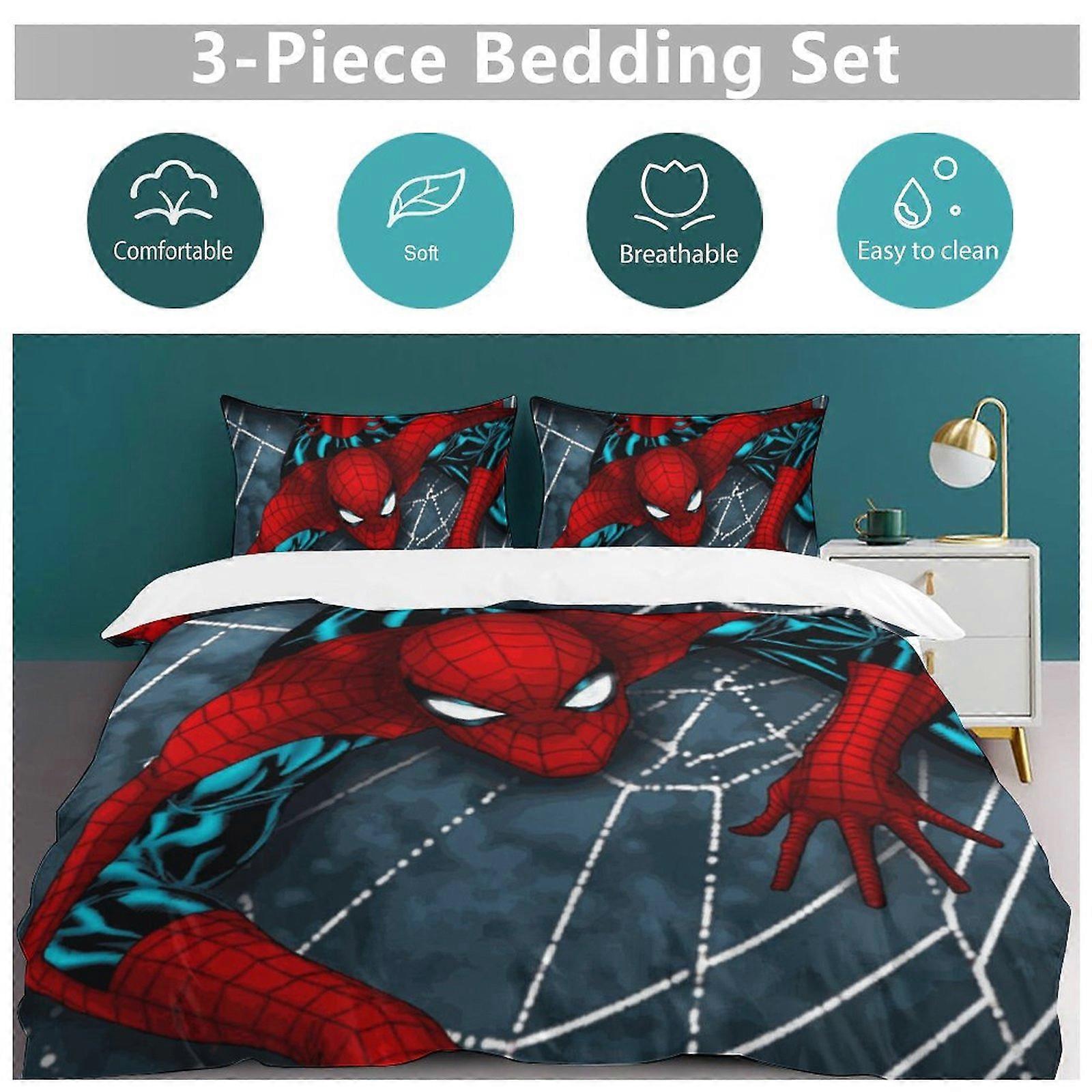 c253 Spider-Man Bedding Comforter Sets, 3-Piece Bedding Set Soft Warm ...