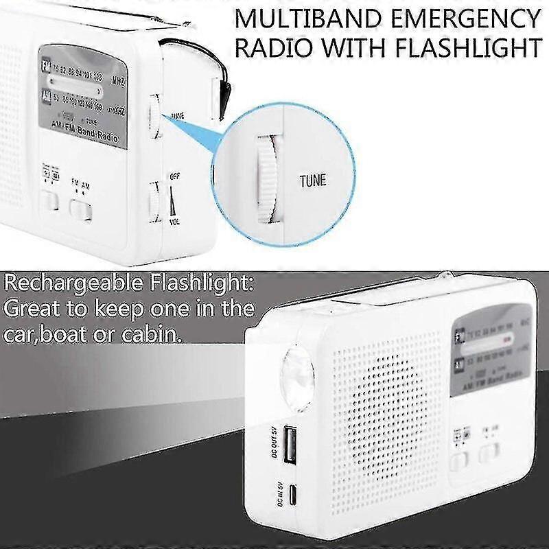 Emergency Radio With Solar And Hand Crank Self Powered, Battery Usb ...