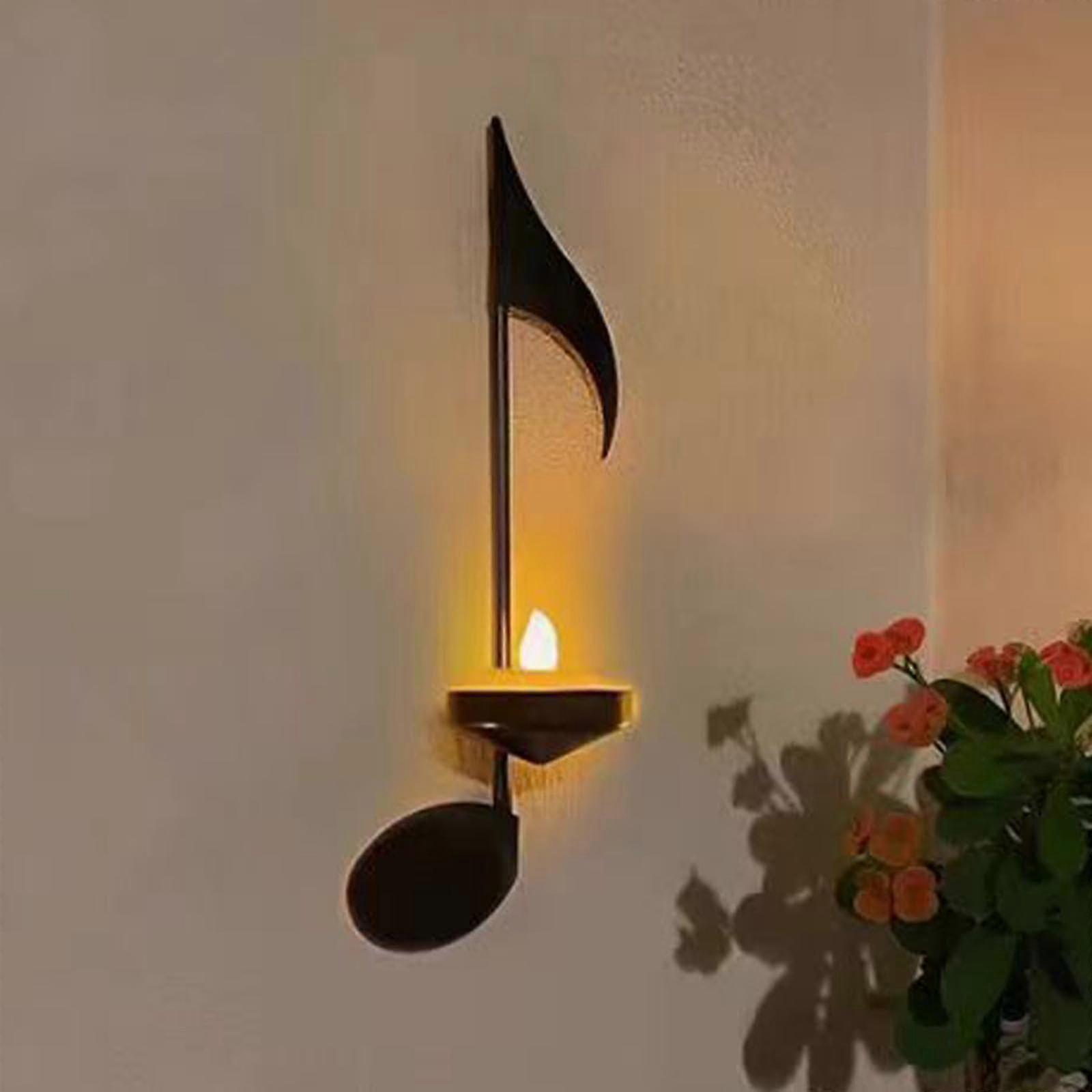 4pc Black Music Note Wall Sconce Music Note Candle Holder Wall Decor ...