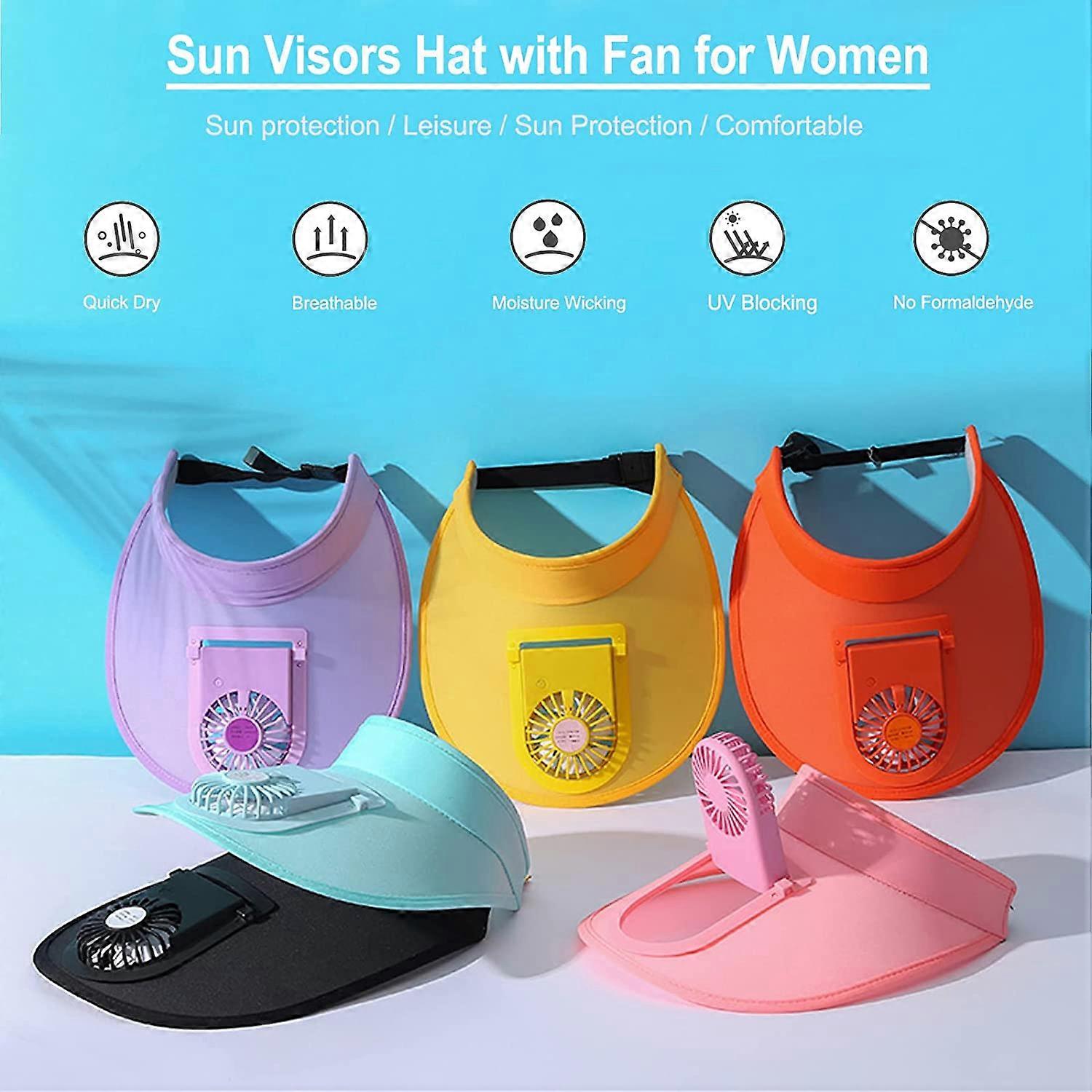 Sun Visors Hat with Fan for Women - Fan Visor Hat - Three Gear ...
