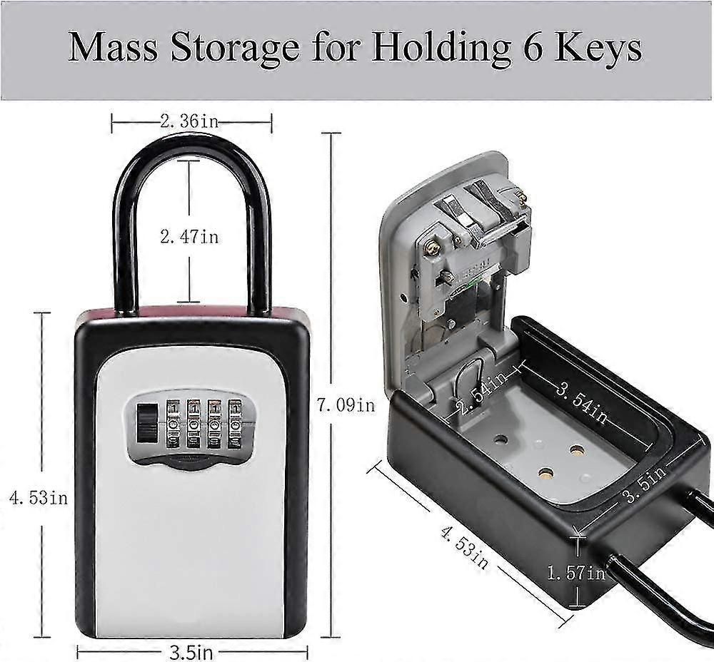 Key Lock Box Wall-mounted Portable Lock Box,weatherproof And Resettable ...