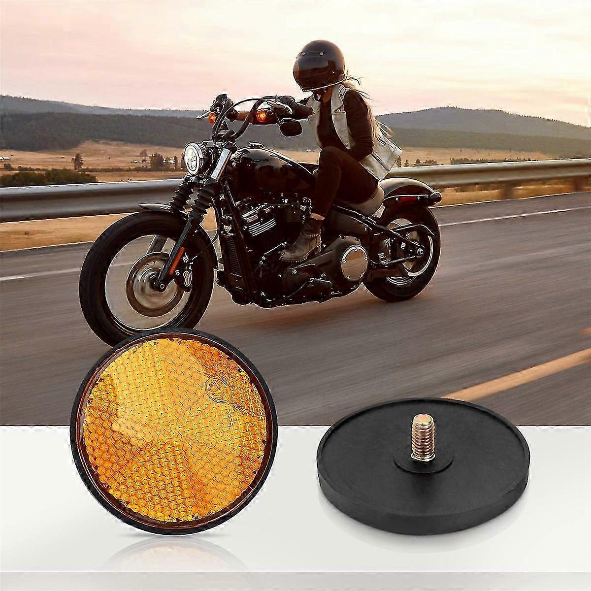 2pcs 2' Round Yellow Reflector Universal compatible Motorcycle ATV Dirt ...